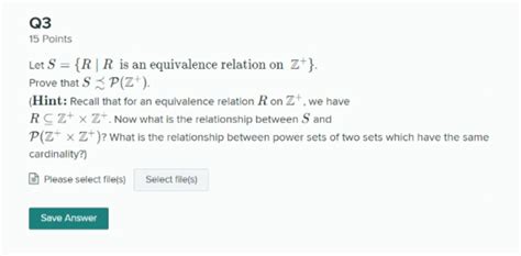 solved q3 15 points let s {r r is an equivalence relation