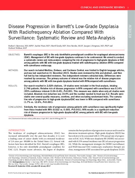 Pdf Disease Progression In Barretts Low Grade Dysplasia With