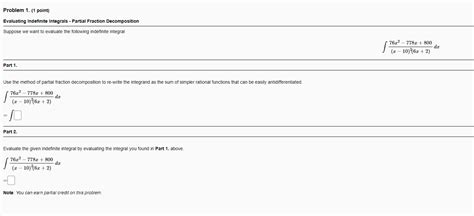 Solved Problem 1 1 Point Evaluating Indefinite Integrals