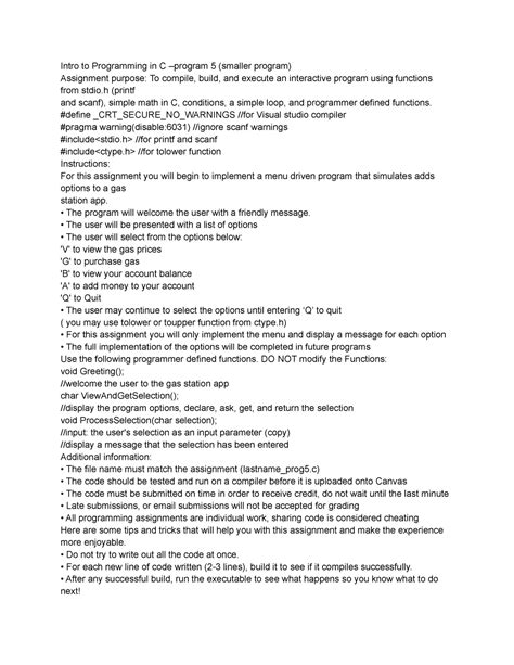 Intro To Programming In C Program 5 Smaller Program Cop 2220 Fau