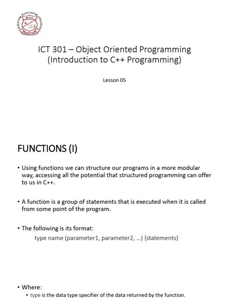 Lesson 5 Function 1 Pdf Parameter Computer Programming Control Flow