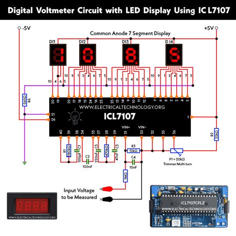 Simple Digital Voltmeter Circuit With PCB Using ICL7107 53 OFF