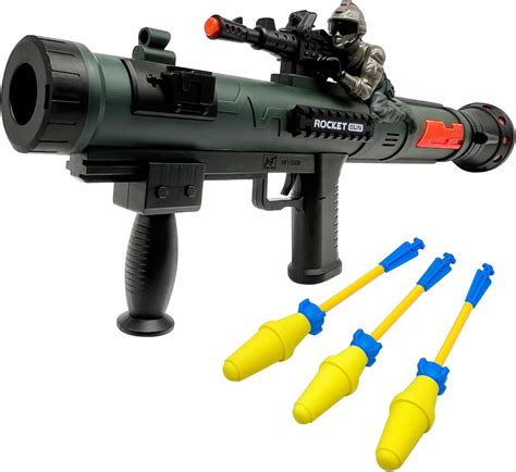 Toy Rocket Launcher Toy Rpg Gun With 3 Foam Rockets Light Up Rocket