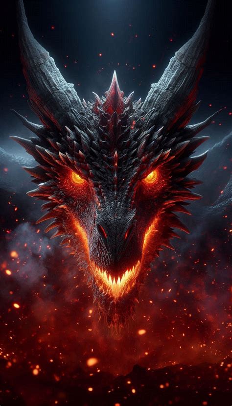 Extreme Close Up Shot Of A Terrifying Dragons Face