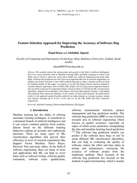 Pdf Feature Selection Approach For Improving The Accuracy Of Software Bug Prediction