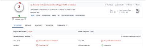 File Flagged By Antivirus Engines As Potentially Malicious · Issue