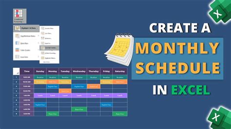 How To Create A Monthly Schedule In Excel Youtube