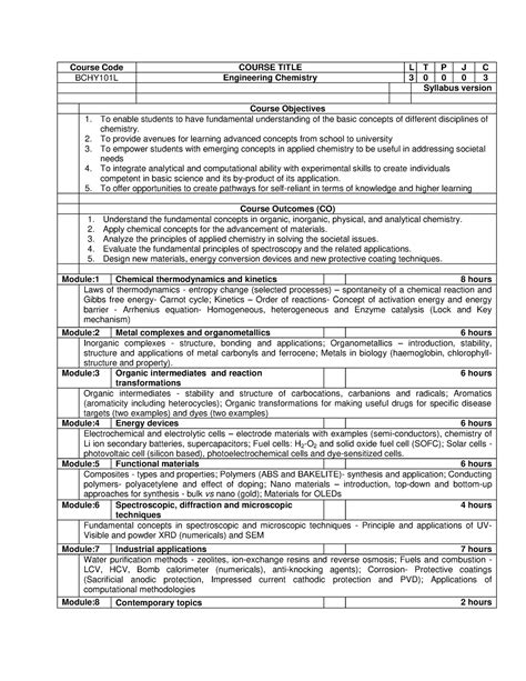 Final Revised Engineering Chemistry Btech Theory Bhy101l 23 07 2022 Course Code Course Title L