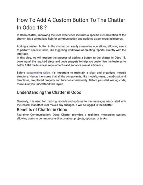 How To Add Button In Chatter In Odoo 17 Odoo 17 Slides Pptx Email