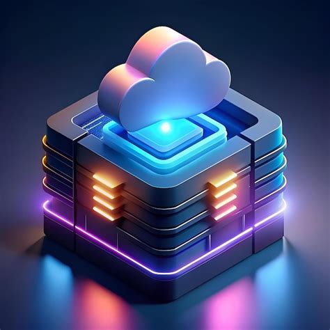 A Futuristic And Vibrant 3d Illustration Of A Cloud Computing Server Premium Ai Generated Image