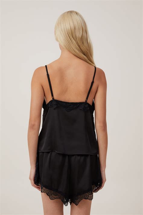 Open Front Satin Cami Sleep Set