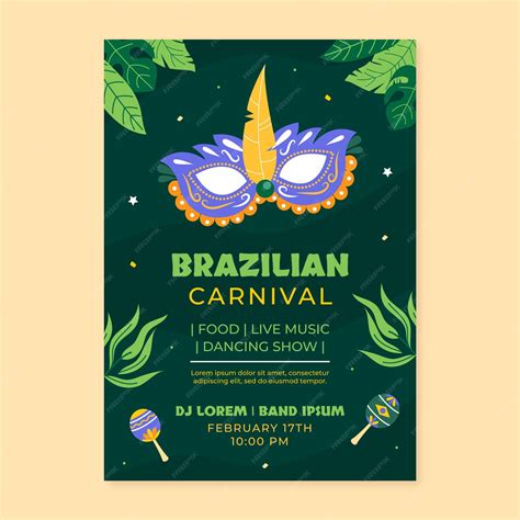 Flache Vertikale Flyer Vorlage Für Den Brasilianischen Karneval