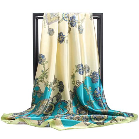 Hijab 90x90cm Small Georgette Polyester Borders Frame Flowers