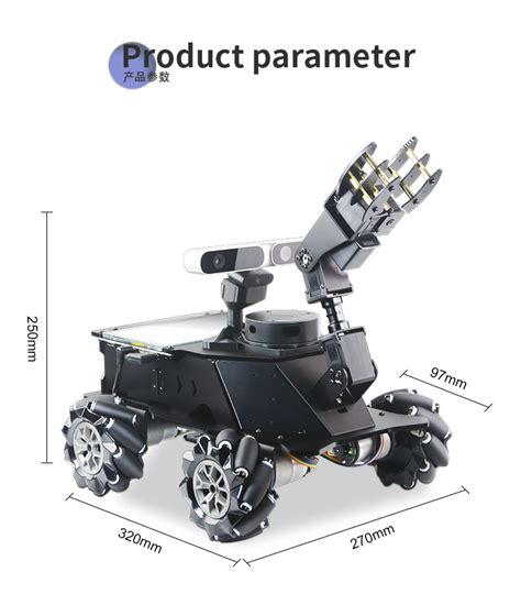 Jetson Nano Ros Mecanum Wheel Robot Car With Moveit Arm Lidar Mapping