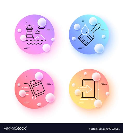 Brush Entrance And Lighthouse Minimal Line Icons Vector Image