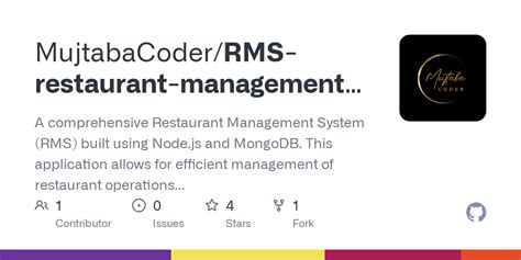 Github Mujtabacoderrms Restaurant Management System Nodejs A Comprehensive Restaurant