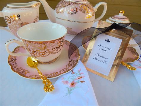 Downton Abbey Tea T Elegant Pink And Gold Lace Cup And Etsy