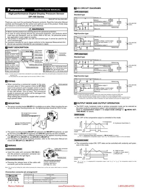 panasonic dp 100 series instruction manual pdf electrical connector