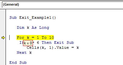 VBA Exit Sub Exit VBA Subprocedure If Conditions Are Not Met