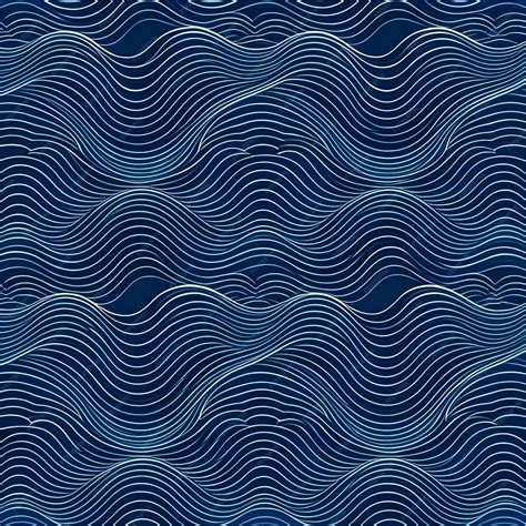 Seamless Tile Pattern Of Repeating Waves On A Deep Sea Blue Background