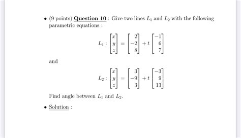 Solved 9 ﻿points ﻿question 10 ﻿ Give Two Lines L1 ﻿and L2