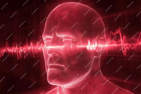 Signal Pulse Waveforms Mental Energy Neural Flow And Imagination Side Profile Of A Glowing