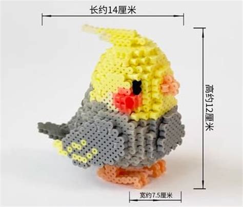 3d Perler Kit Set Kawaii Cockatiel With Tutorial Perler Beads Hama