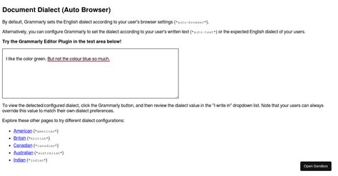 Grammarly Example Editor Sdk Document Dialect Codesandbox