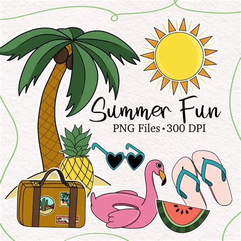 Summer Fun Clip Art Set Summer Png Files Etsy