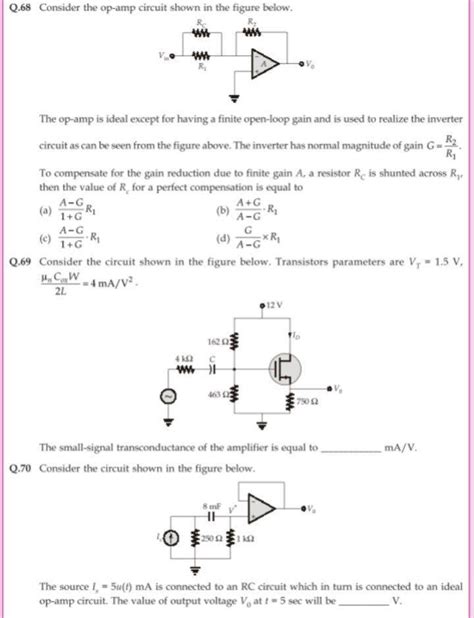 Solved Q 68 Consider The Op Circuit Shown In The Figure Chegg Com