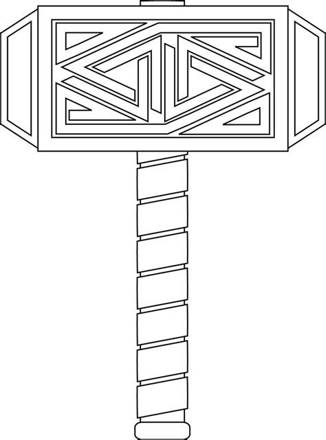 Free Coloring Page Of Thors Hammer