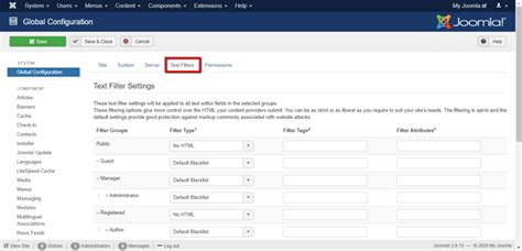 Configuring Text Filters In Joomla Hostarmada