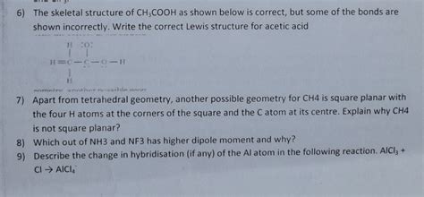 Solved The Skeletal Structure Of CH COO H As Shown Below Is Chegg Com