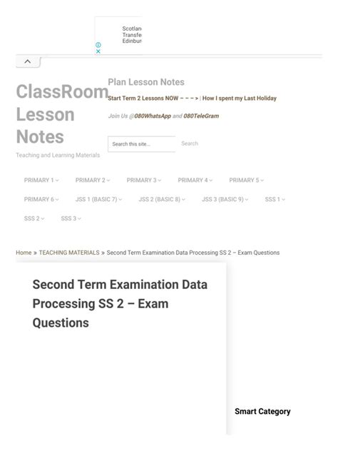 Second Term Examination Data Processing Ss 2 Exam Questions