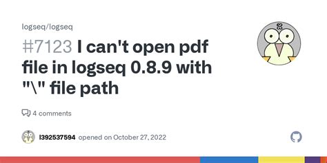 I Cant Open Pdf File In Logseq 089 With File Path · Issue 7123 · Logseqlogseq · Github