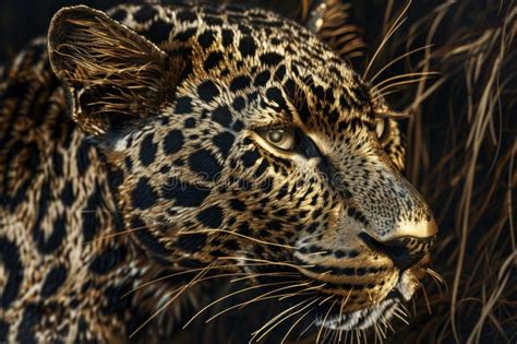 Cierre Detallado De Una Cara De Jaguares Que Resalta Su Mirada