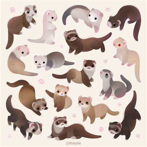 Cute Ferret Art Print Society6 Cute Ferret Drawings Art Stuff Art