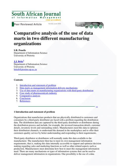 Pdf Comparative Analysis Of The Use Of Data Marts In Two Different
