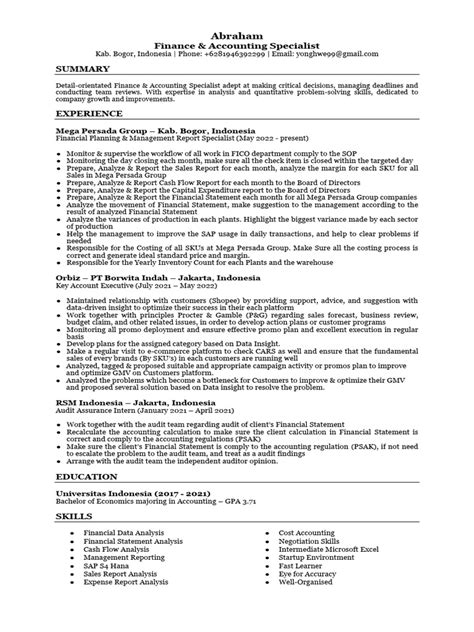 Contoh Cv Ats Pdf Audit Accounting