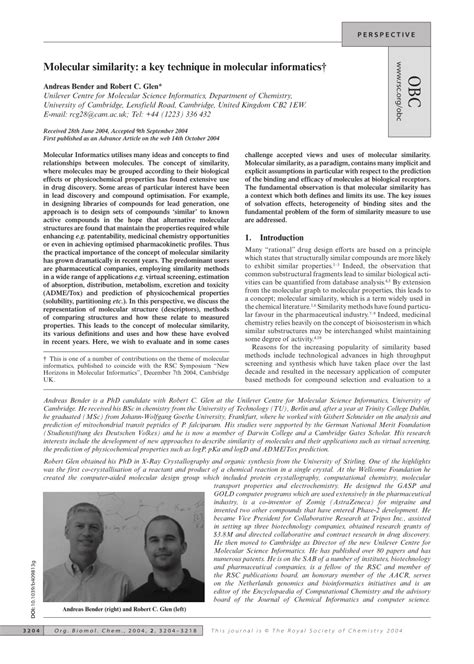 Pdf Molecular Similarity A Key Technique In Molecular Informatics