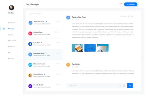Dribbble Minimal Stylish Inbox Messaging Web Application Design