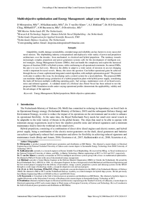 Pdf Multi Objective Optimisation And Energy Management Adapt Your Ship To Every Mission