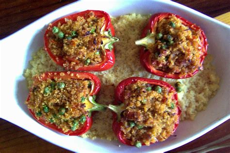 Spicy Couscous Stuffed Red Peppers Recipe