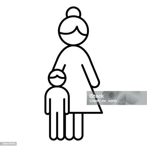 어머니와 아들 아이콘 에서 얇은 선 스타일 벡터 일러스트 레이 션 그래픽 디자인 개념 기호에 대한 스톡 벡터 아트 및 기타 이미지 개념 기호 고립 색상 남성 Istock