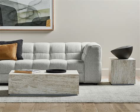 Rectangle Block Coffee Table Travertine Ornament