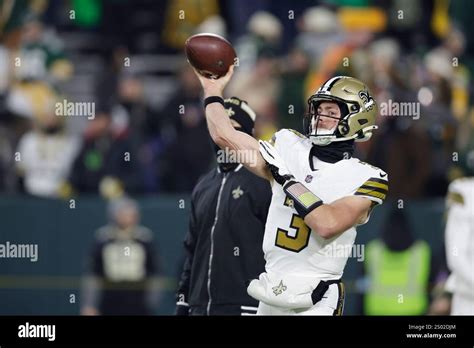 New Orleans Saints Quarterback Jake Haener 3 Warms Up Before An Nfl