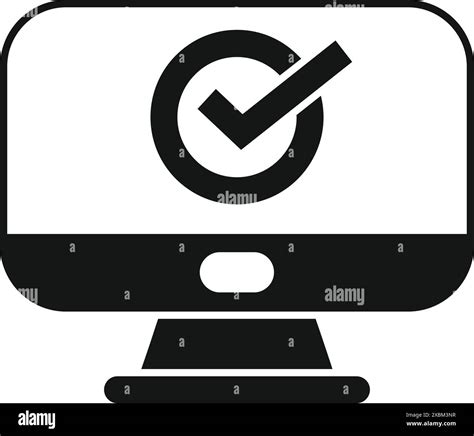 Black And White Icon Of A Computer Monitor Displaying A Check Mark