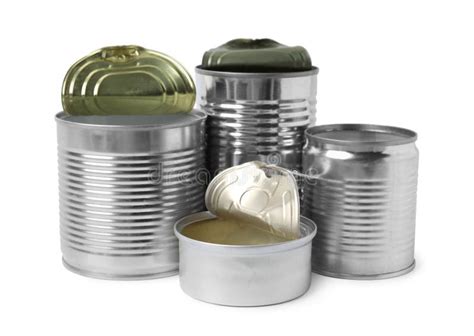 Many Open Tin Cans Isolated On White Stock Image Image Of Package