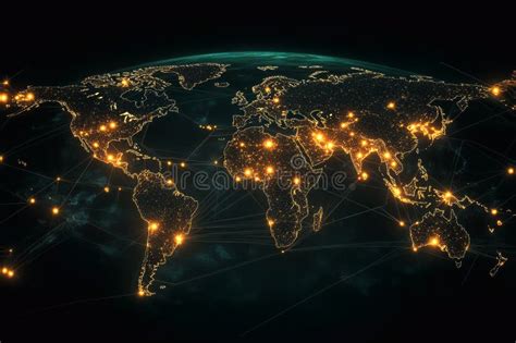 A Global Map Highlighting The World Continents With Lines And Nodes Symbolizing Business