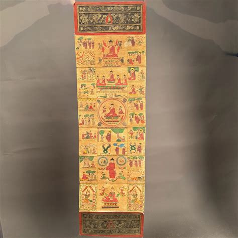 Lot 070 Burmese Buddhist Folding Manuscript Illustrated With 6 Double